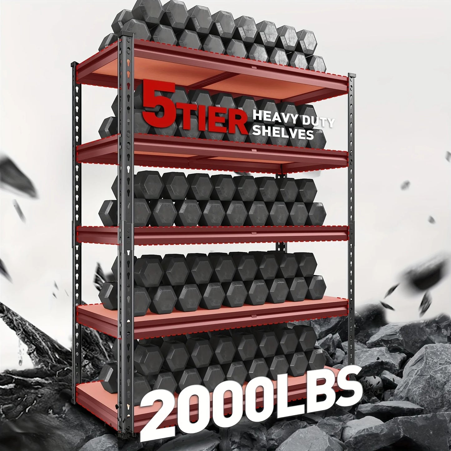 5-Tier Heavy Duty Shelving Unit 2000LBS Capacity – Homeward Charm